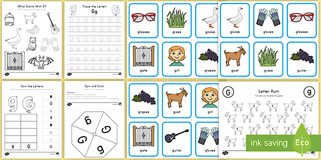 Letter G Worksheet and Activity Pack for PreK-K - Twinkl