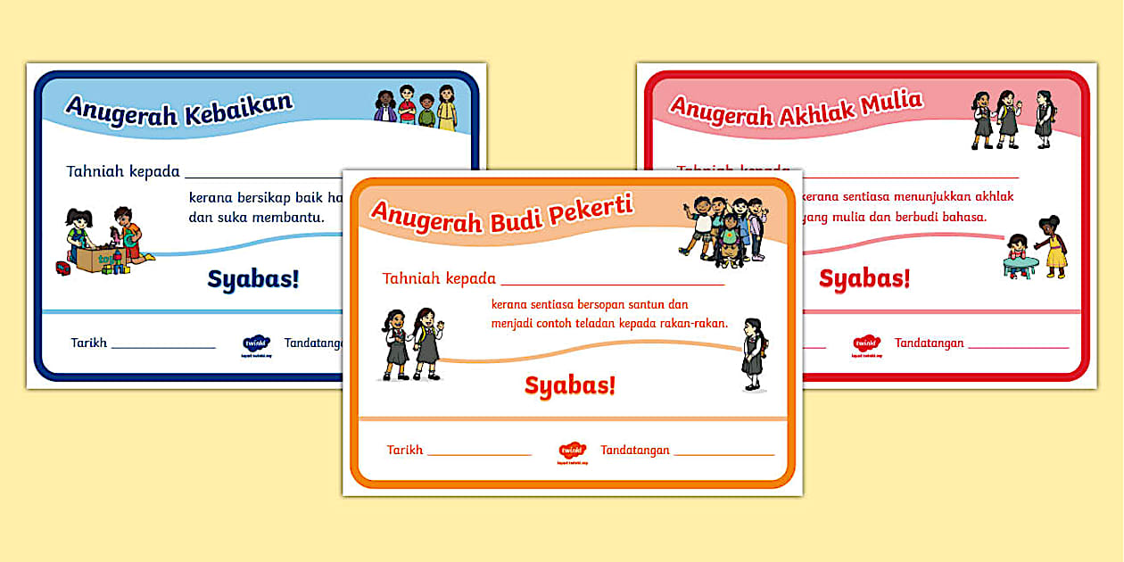 Sijil Penghargaan - Anugerah Kebaikan (teacher made)