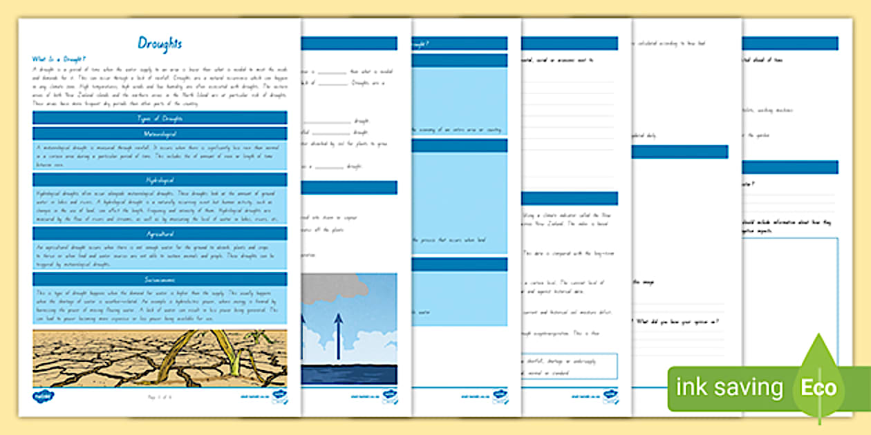 Droughts Information Activity Booklet (teacher made)