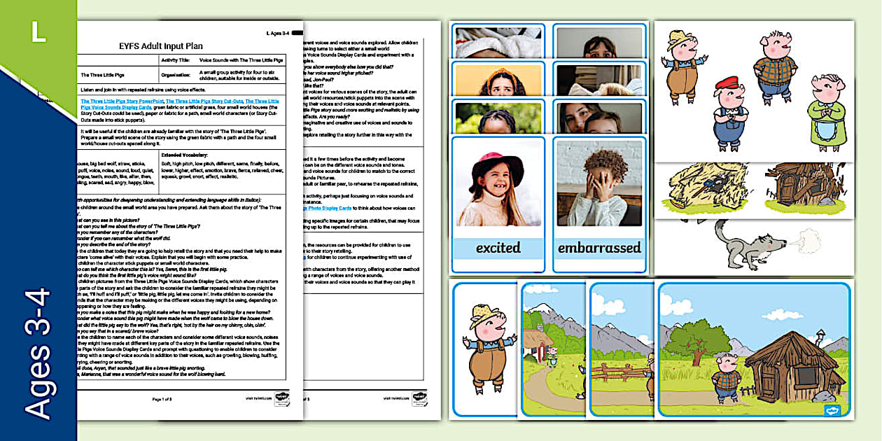 EYFS Voice Sounds With The Three Little Pigs Adult Plan