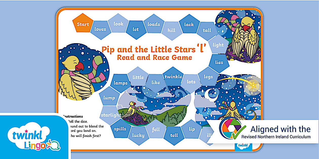 Pip and the Little Stars 'l' Read and Race Game - Twinkl