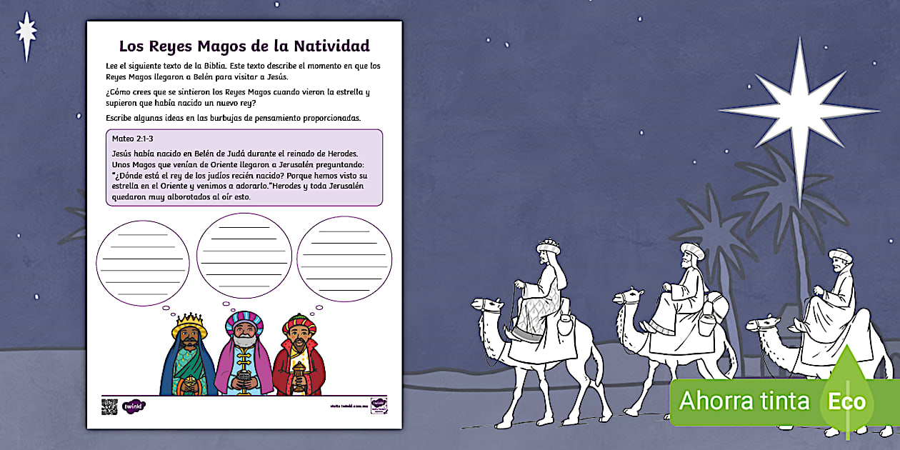 Los Reyes Magos - ejercicio de reflexión - Twinkl