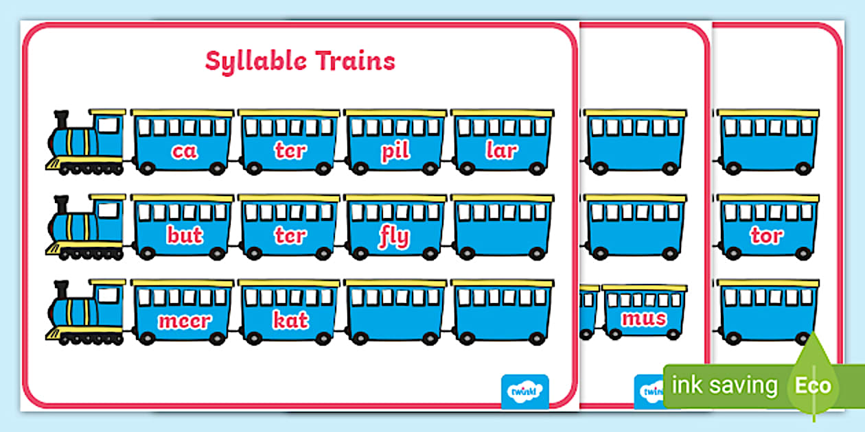 Syllable Trains Display (teacher made) - Twinkl