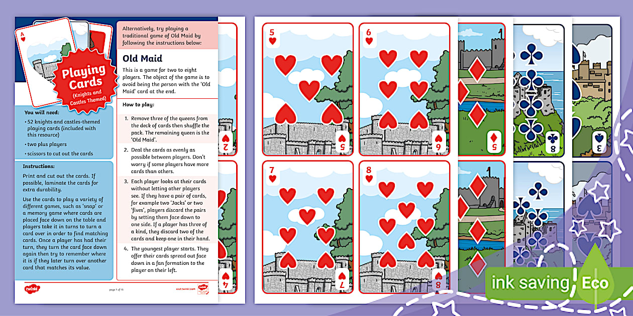 Playing Cards (Knights and Castles-Themed) (teacher made)