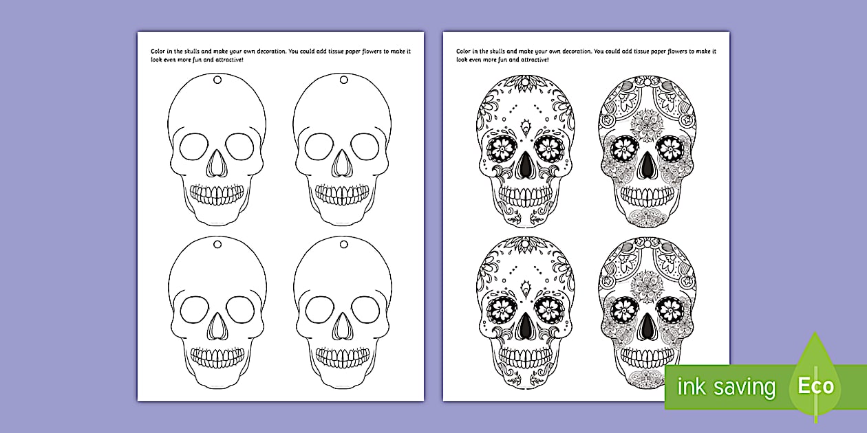 Day of the Dead Skull Printable | Resource | Twinkl USA