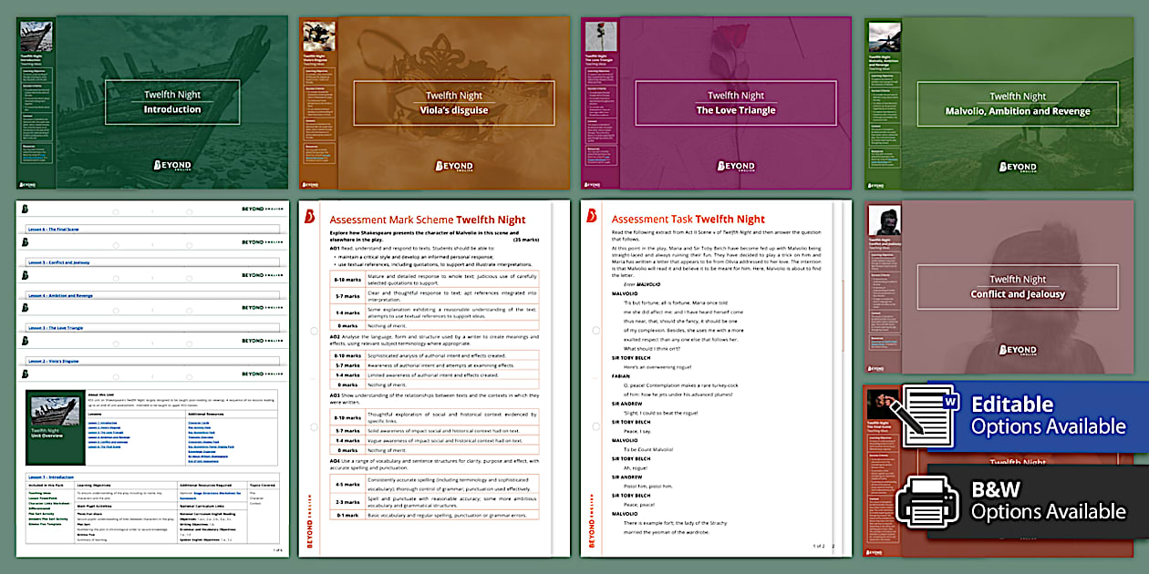 KS3 Twelfth Night Whole Unit Pack (l'enseignant a fait)