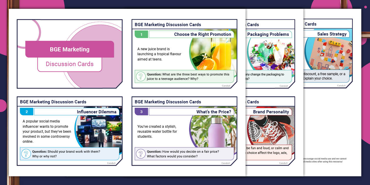 BGE Marketing Discussion Cards (Teacher-Made) - Twinkl