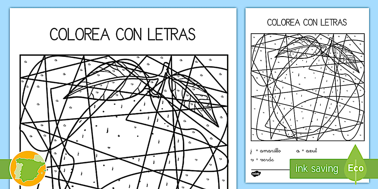 Colorea con letras: La letra L Colour by Number - Twinkl