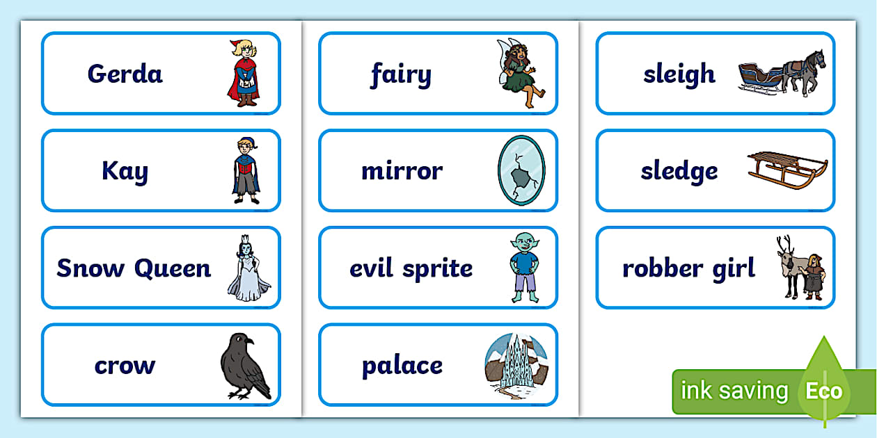 The Snow Queen Word Cards (teacher made) - Twinkl