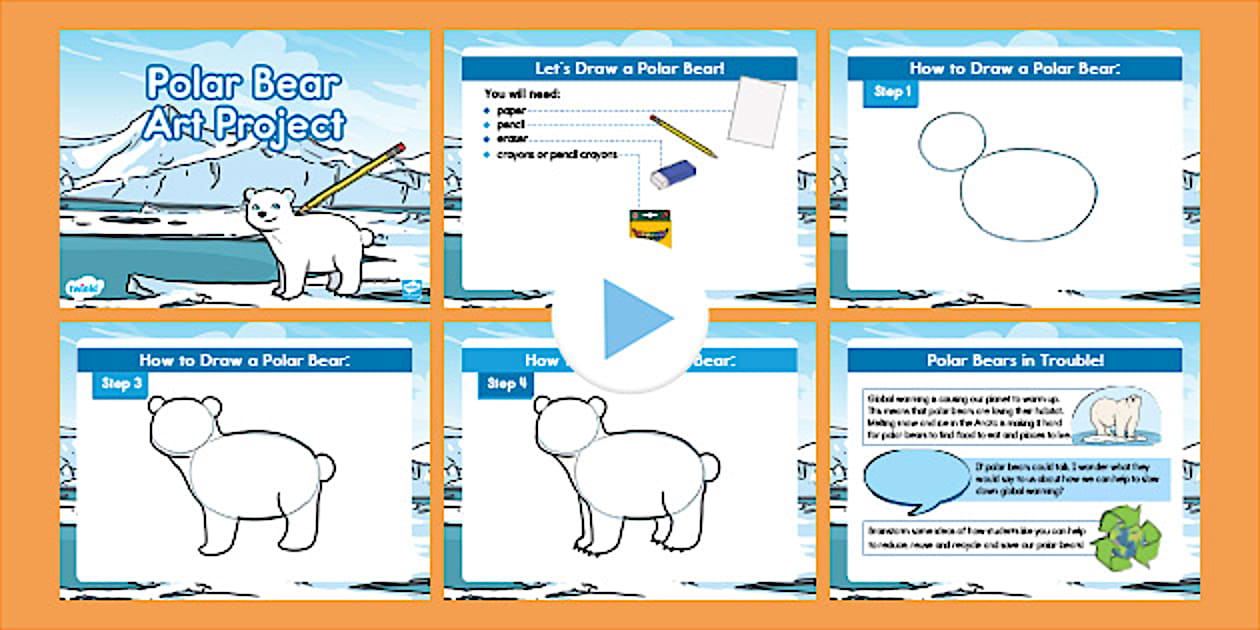 Polar Bear Art Project PowerPoint - K-2 (teacher made)