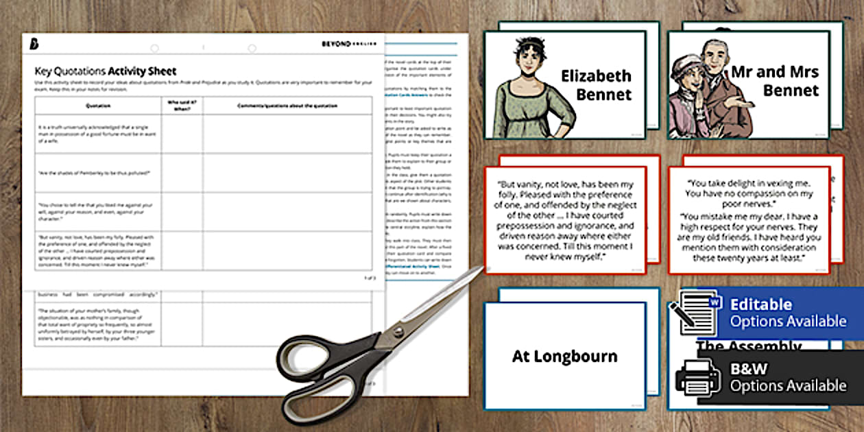 Pride and Prejudice Key Quotes Pack | GCSE English | Beyond