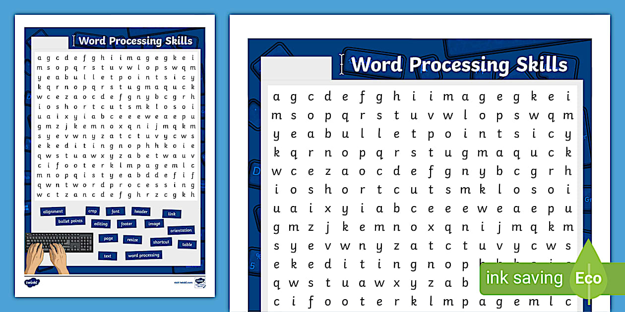 KS2 Word Processing Skills Word Search - Twinkl - Computing