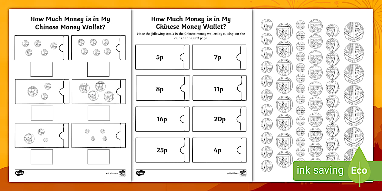How Much Money My Chinese Money Wallet Differentiated Worksheets