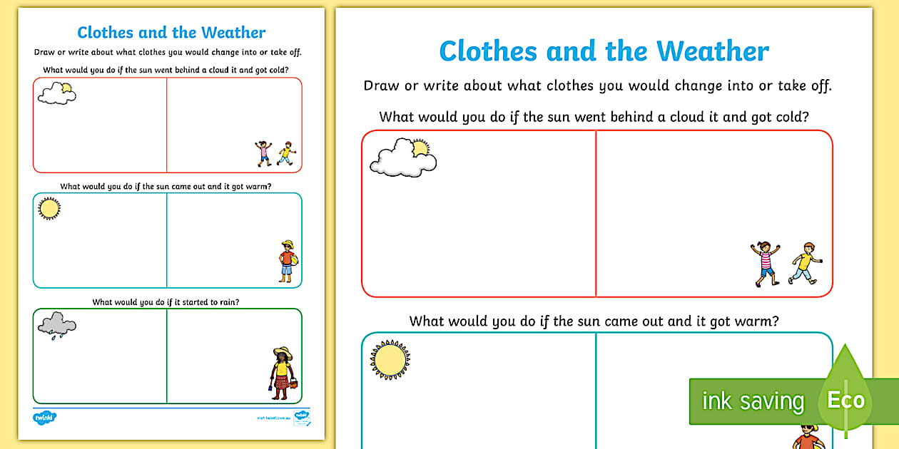 Clothes and the Weather Worksheet / Worksheet - Twinkl