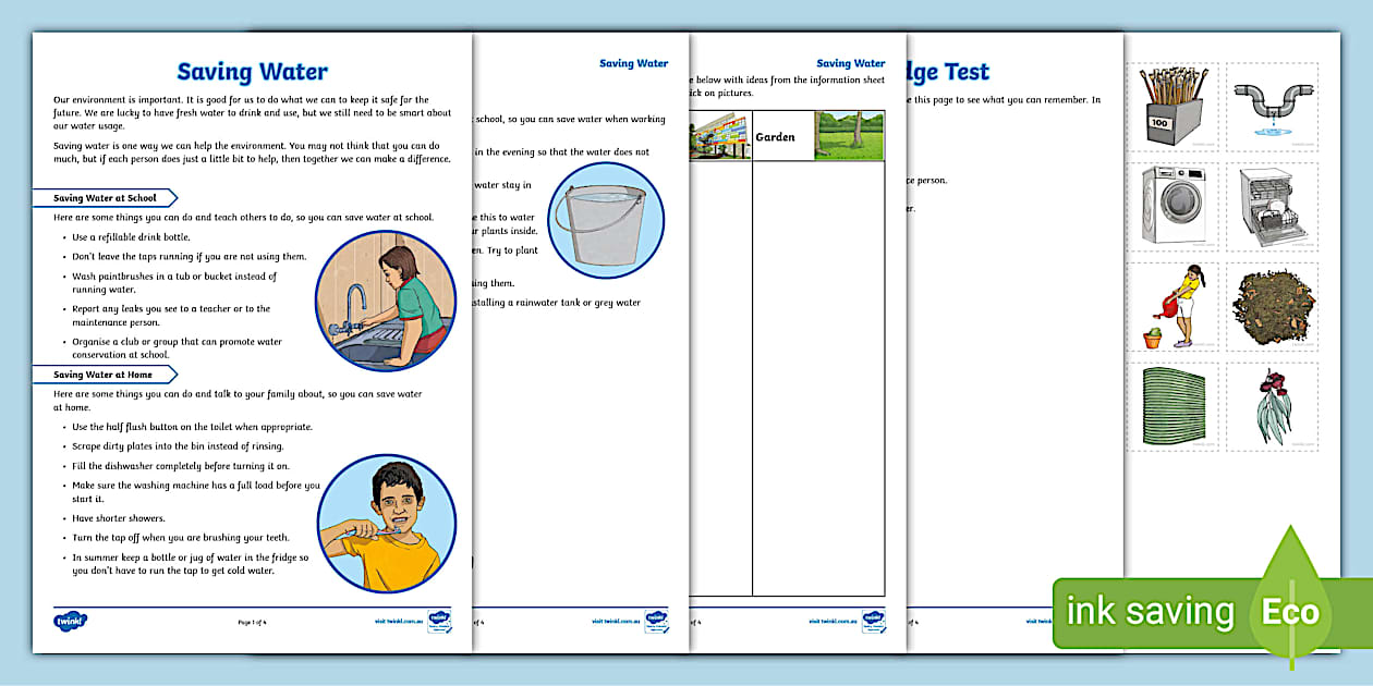 How to Save Water Information and Activity Sheets - Twinkl