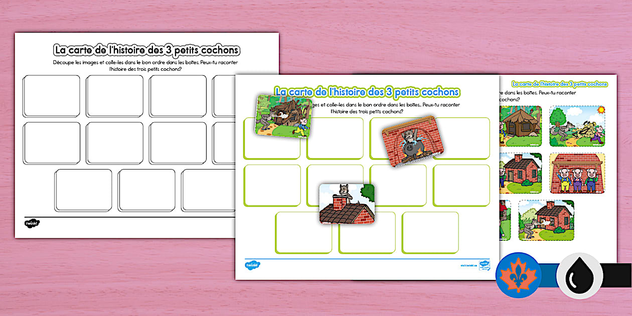 The 3 Little Pigs : Story Sequencing French - Twinkl
