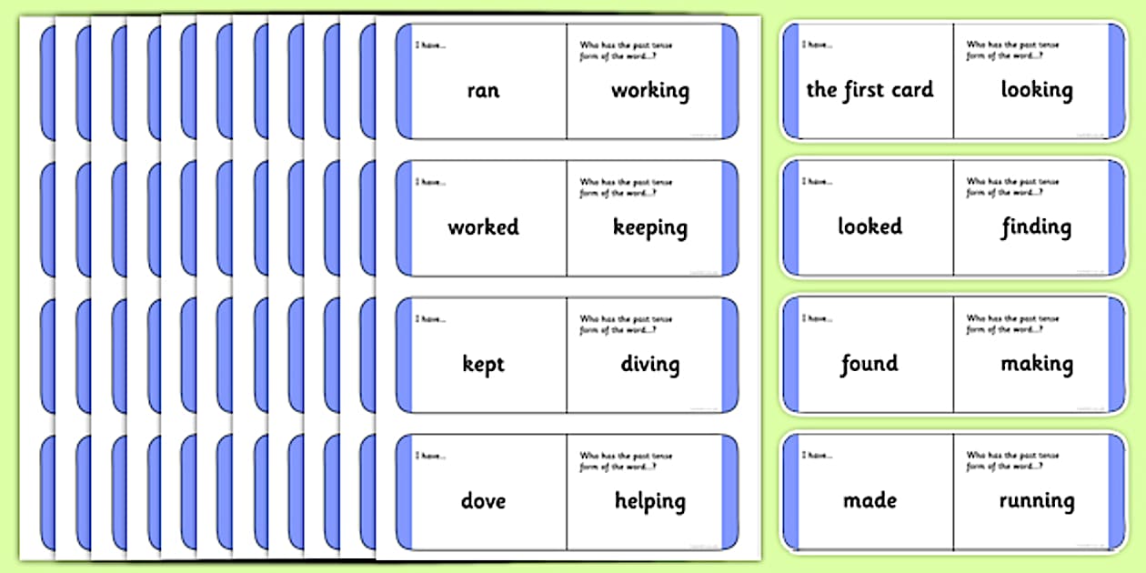 Verb Tenses Loop Cards - I Have/Who Has Activity - Primary