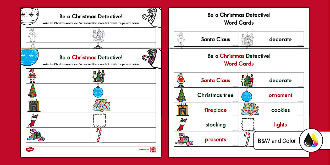 Christmas Write the Room Kindergarten | Twinkl USA - Twinkl