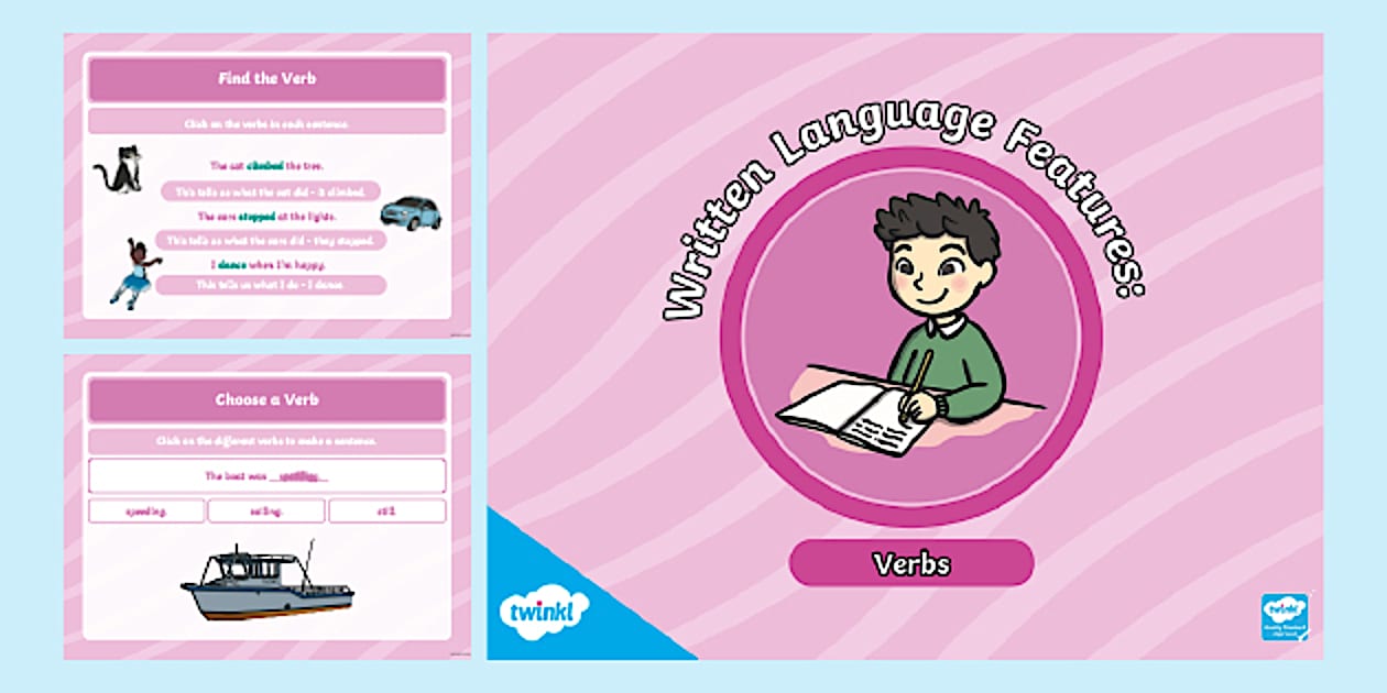 Written Language Features: Verbs - Twinkl