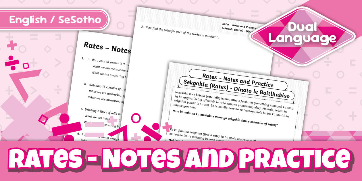 Grade7 Maths Term1 Rates Notes and Practice Sesotho/Engl