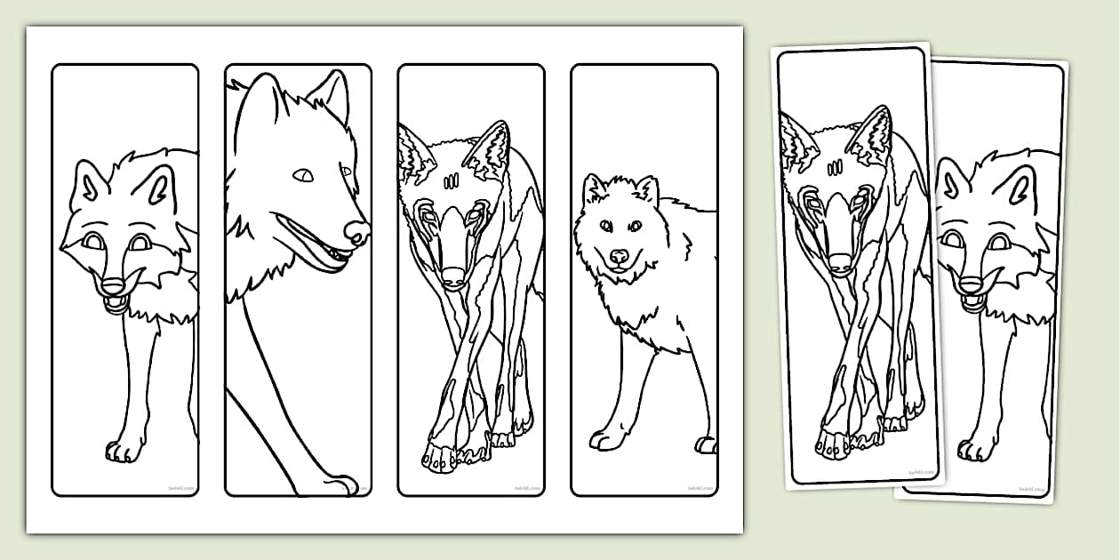 Wolf Colouring Bookmarks (Teacher-Made) - Twinkl