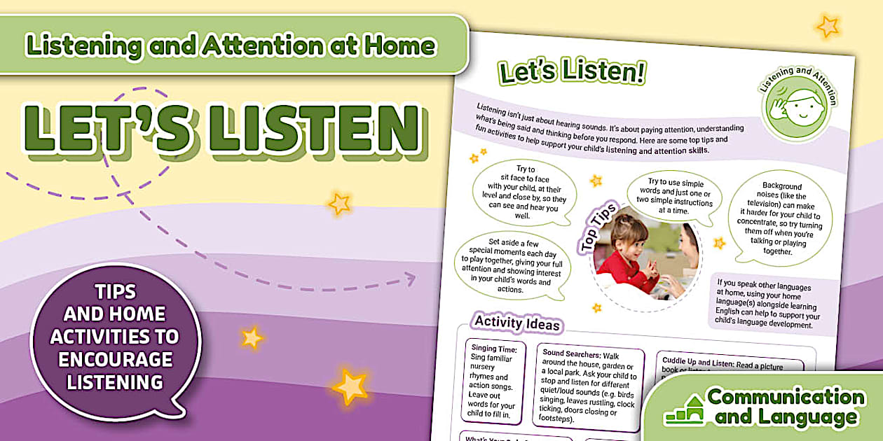 Listening and Attention Home Learning Activities | Twinkl