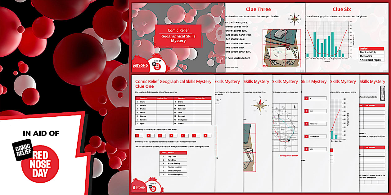 Comic Relief: Red Nose Day Geographical Skills Mystery [Ages 11-14]