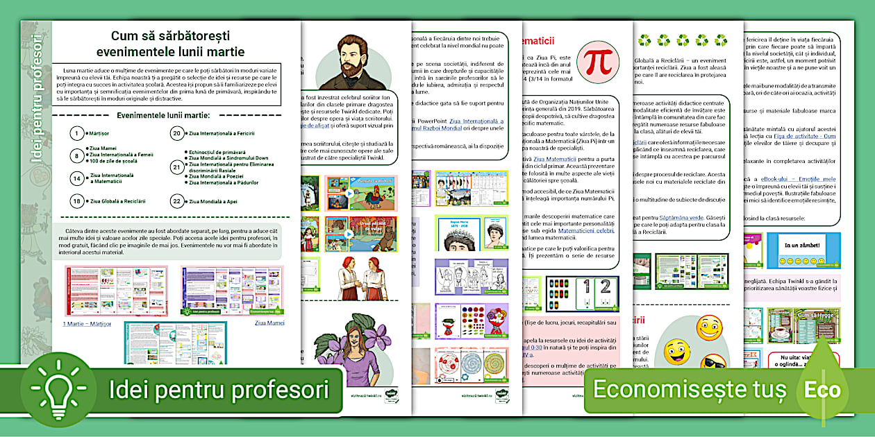 FREE! - GRATUIT Evenimentele lunii martie – Idei pentru profesori