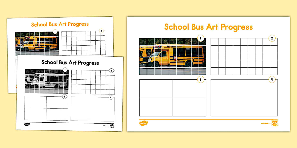 School Bus Art Progress Template
