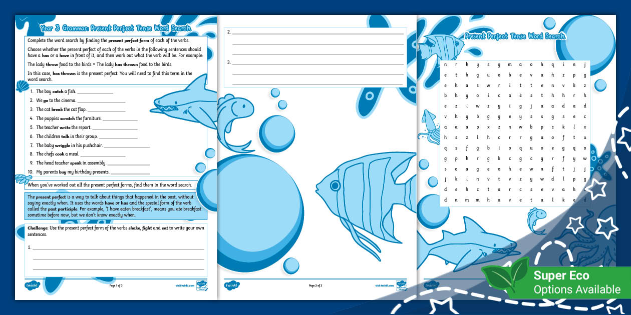 Year 3 Grammar: Present Perfect Tense Word Search - Twinkl