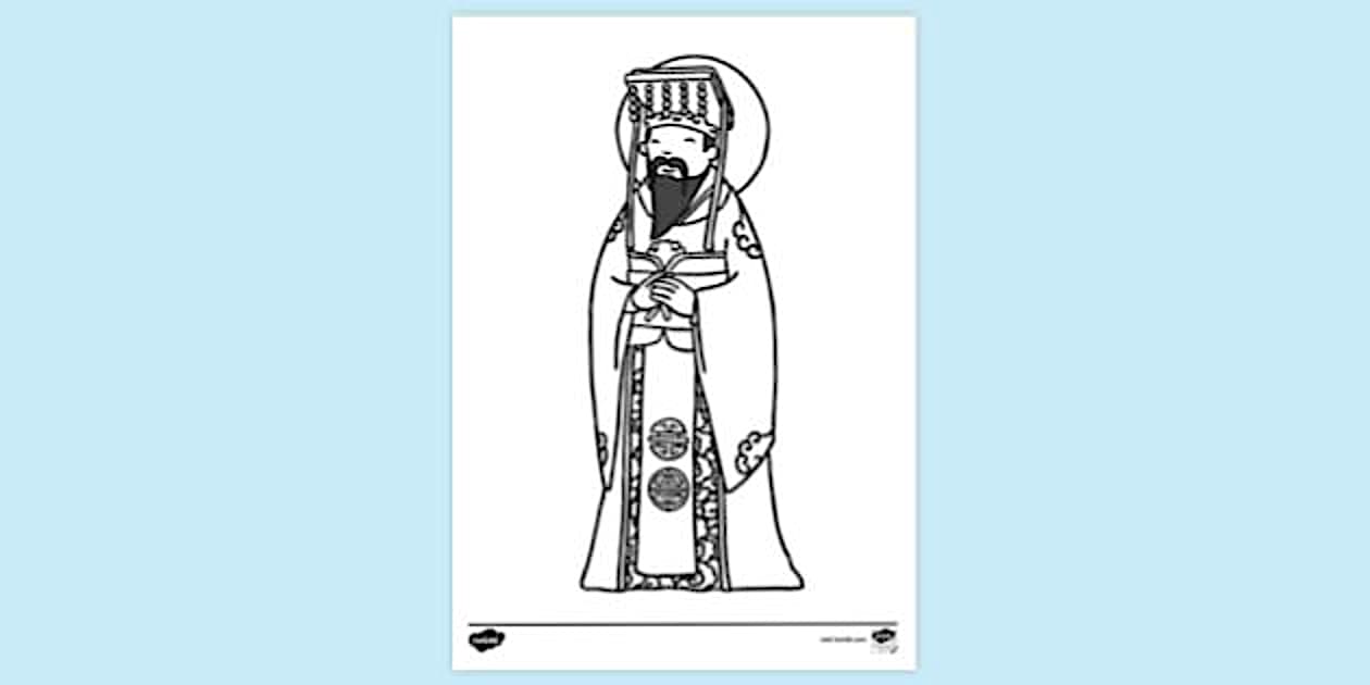 Jade Emperor Standing Colouring | Colouring Sheets - Twinkl