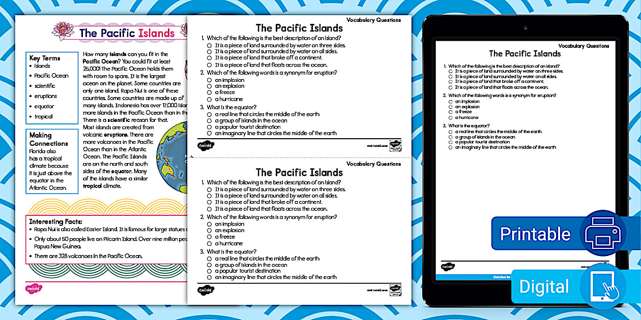 Pacific Islands Comprehension Activity | Twinkl USA - Twinkl