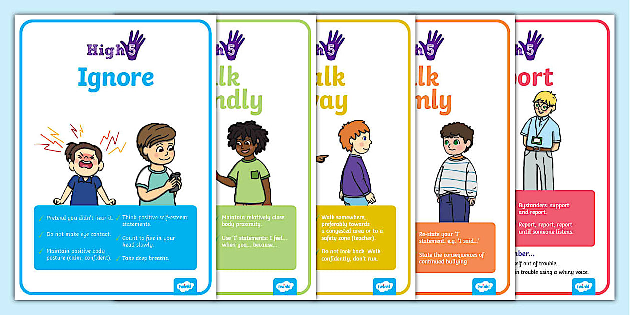 Cursive High 5 How To Deal with Bullying Display Posters
