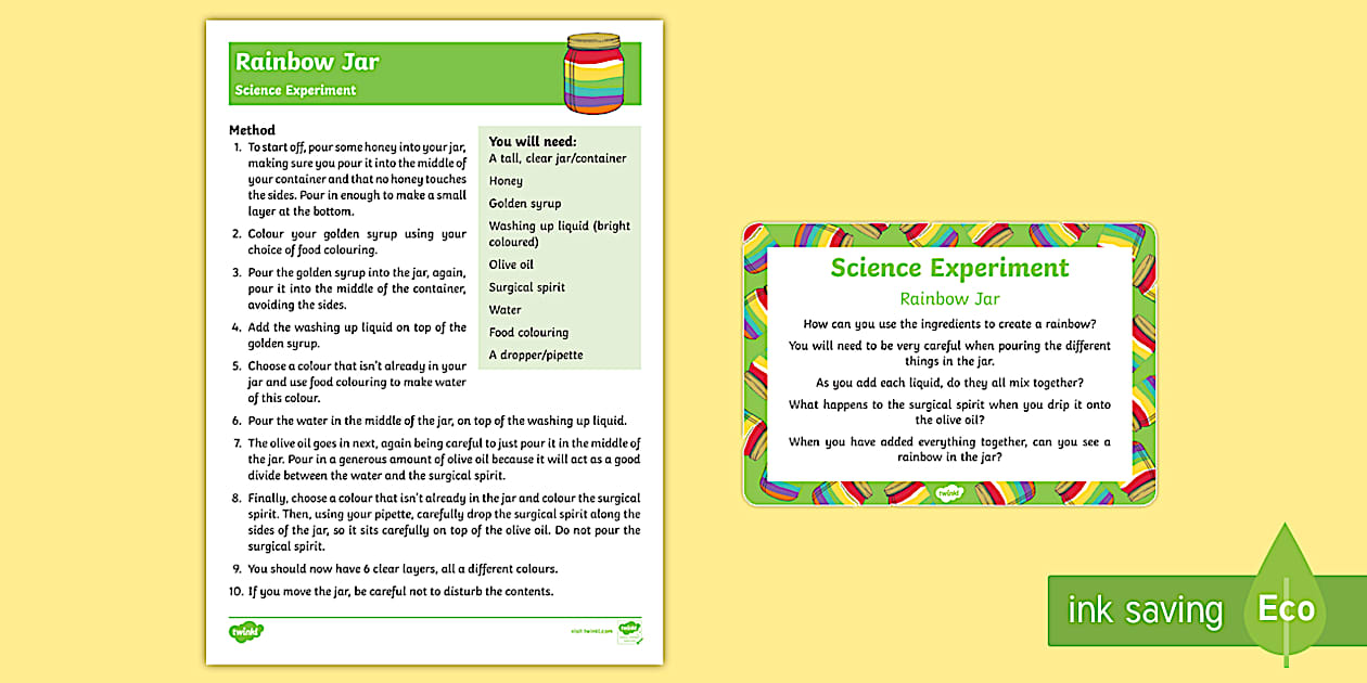 Rainbow Jar Science Experiment | Twinkl Science Resources