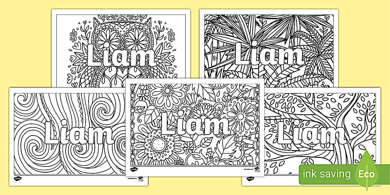 Liam Mindfulness Name Colouring Activity | Twinkl | KS1
