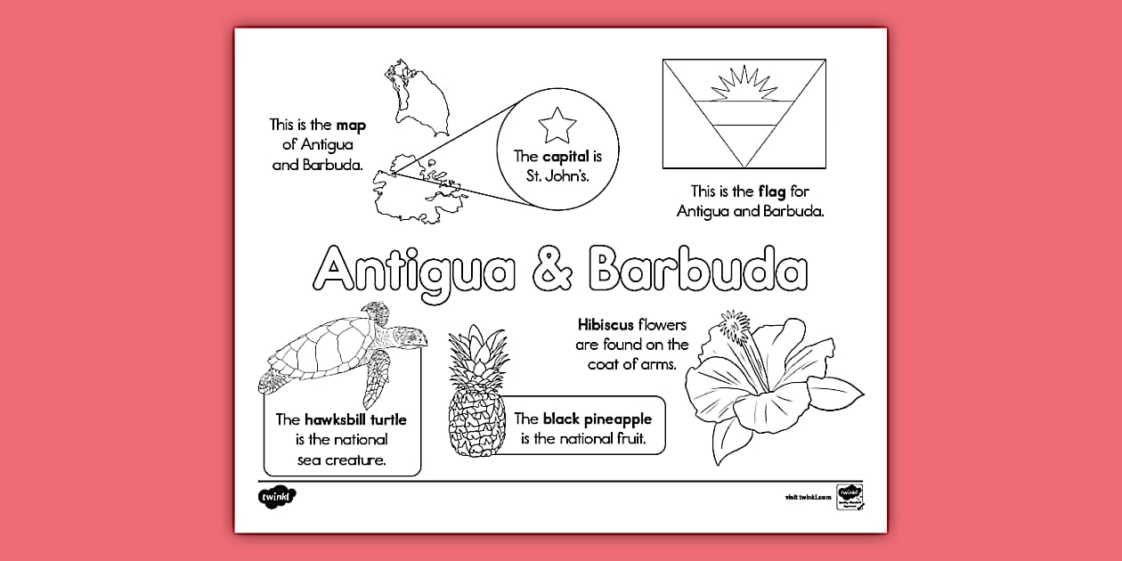 Antigua & Barbuda Facts Coloring Sheet (teacher made)