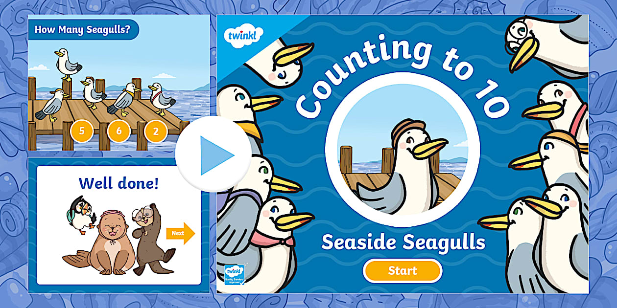 👉 Seaside Seagulls Counting to 10 PowerPoint - Twinkl
