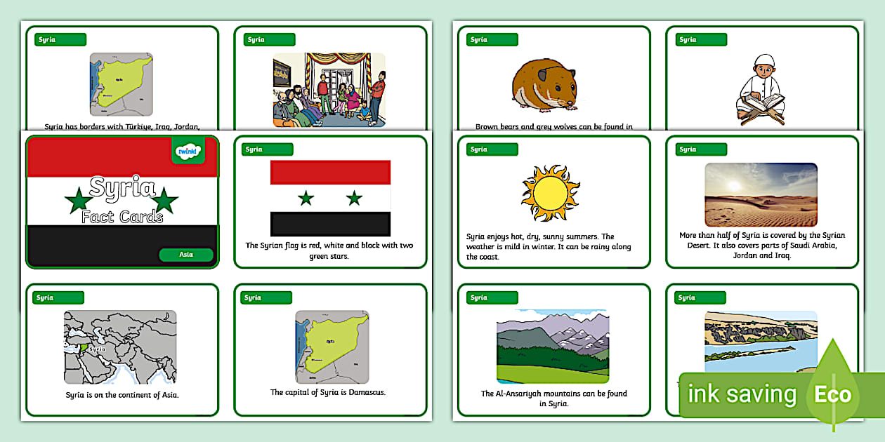 KS1 Syria Fact Cards - Twinkl - Geography (teacher made)