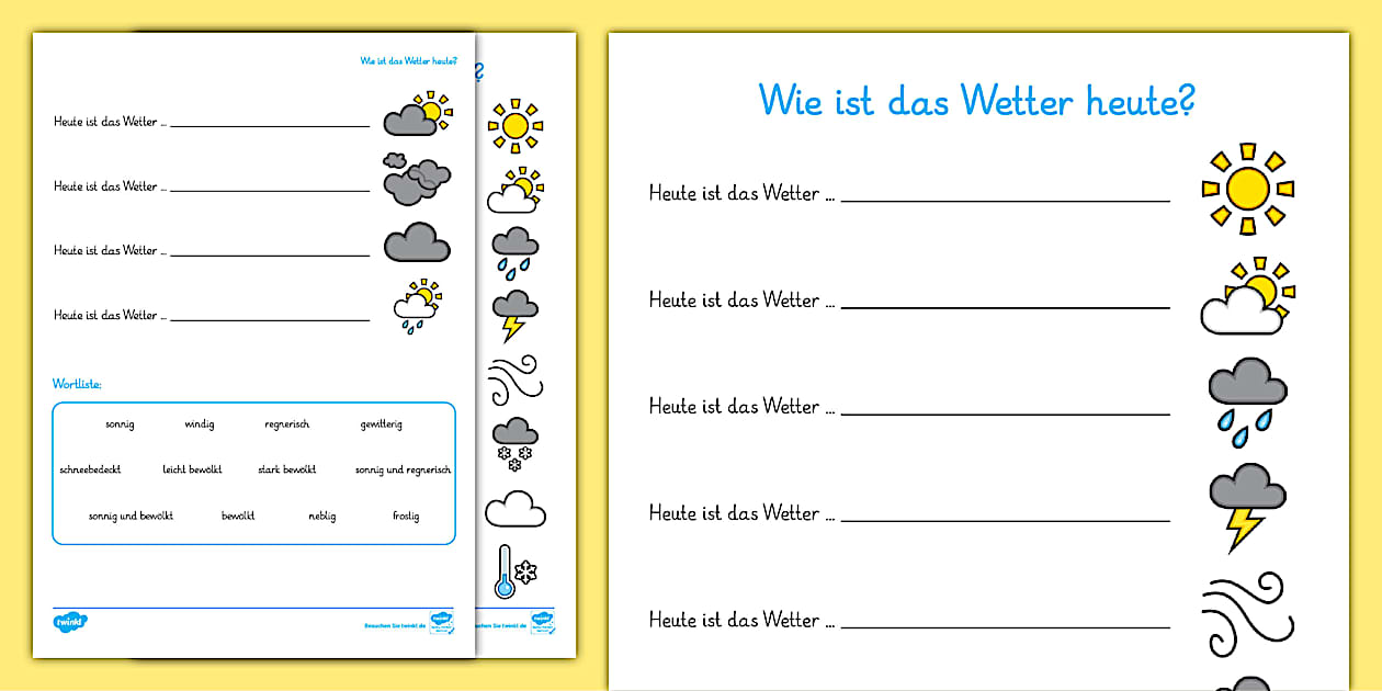 Wetter - Wie ist das Wetter heute? - Arbeitsblatt - Twinkl