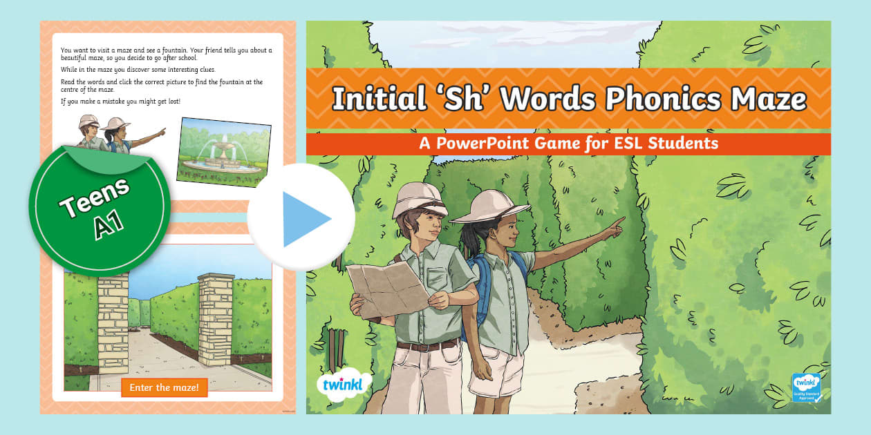 ESL Initial 'Sh' Words Phonics Maze PPT Game - Twinkl