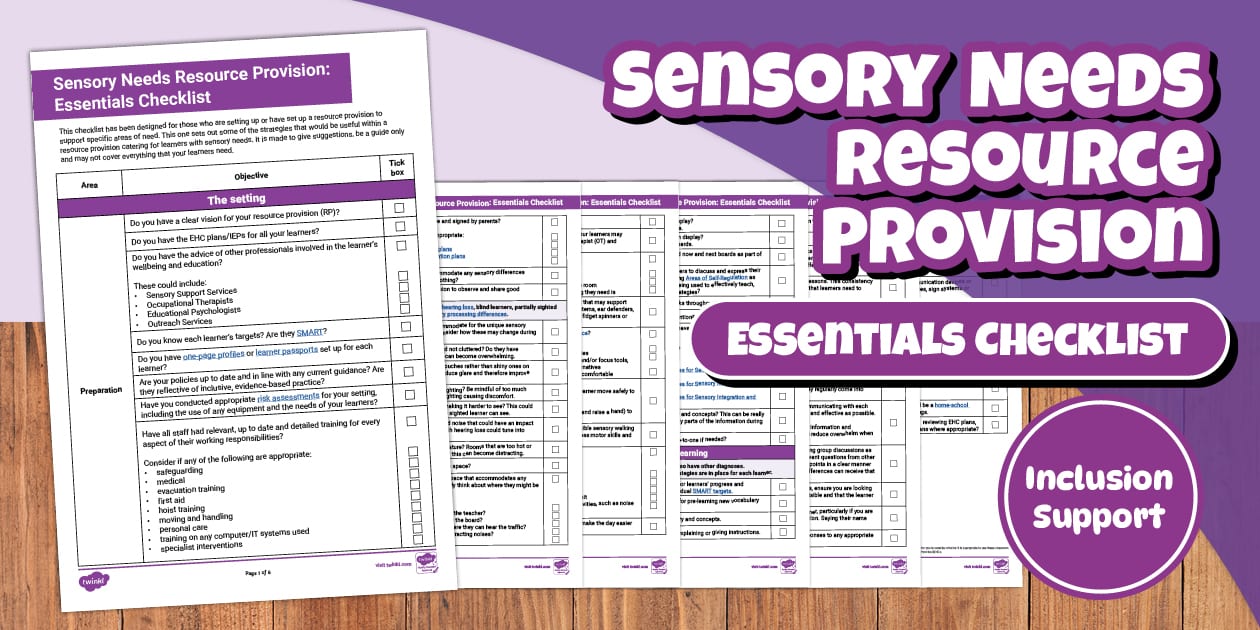 Sensory Needs Provision Checklist (teacher made) - Twinkl