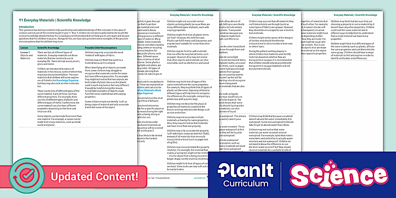 Science CPD: Everyday Materials: Year 1 (Teacher-Made)