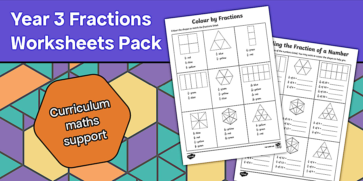 👉 Year 3 Fractions Worksheets Pack
