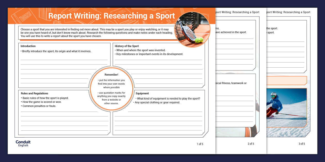 Report Writing: Researching a Sport (teacher made) - Twinkl