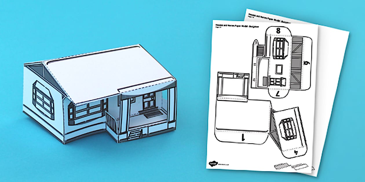 Houses and Homes Bungalow Paper Model (teacher made)