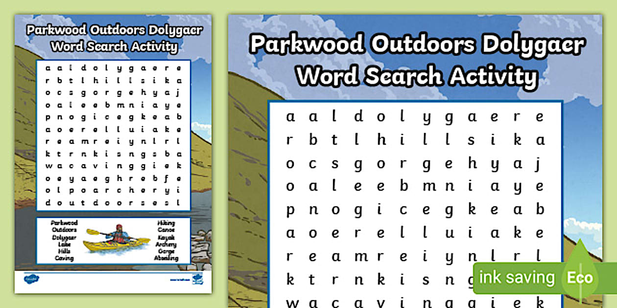 Parkwood Outdoors Dolygaer Word Search Activity - Activities