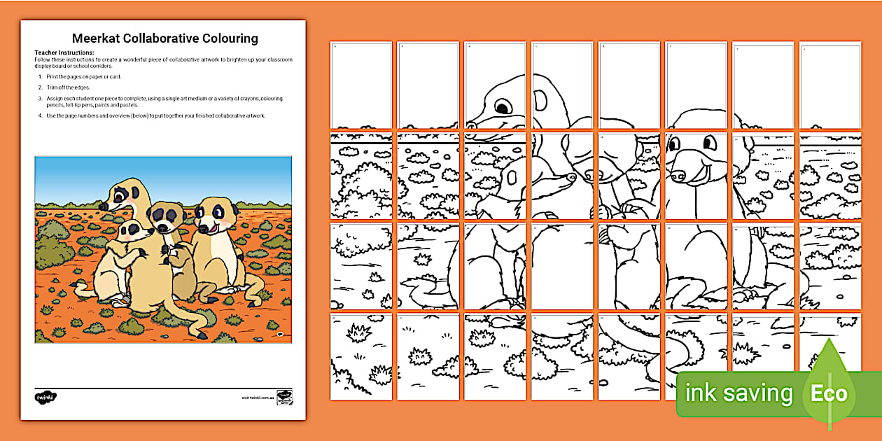 Meerkat Collaborative Colouring (teacher made) - Twinkl