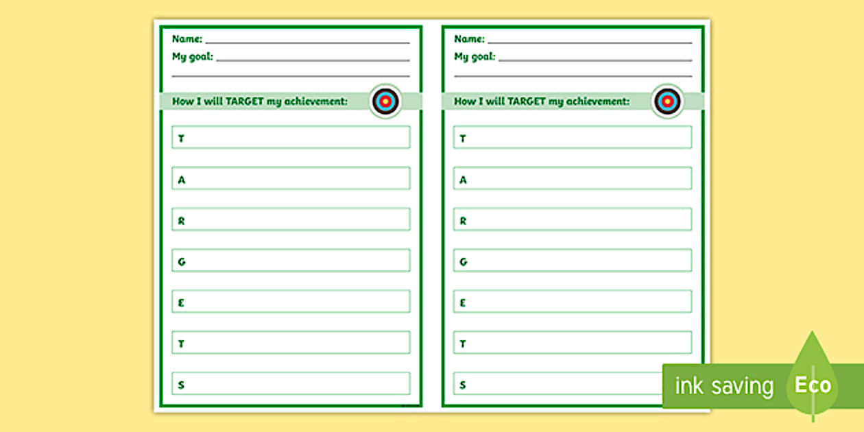 TARGET Goal Setting Template | Ready to print Resources