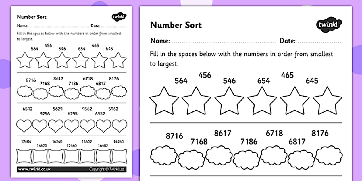 Editable Place Value Number Sorting Worksheet (teacher made)