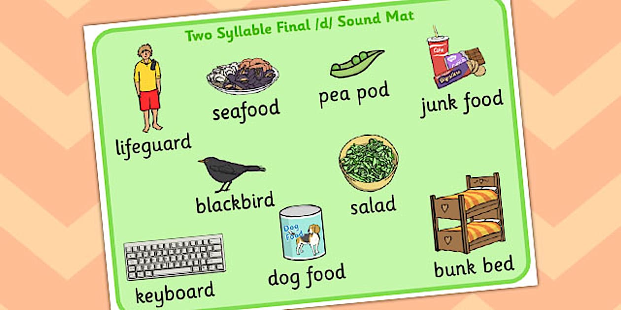 Two Syllable Final 'D' Sound Word Mat (Teacher-Made)